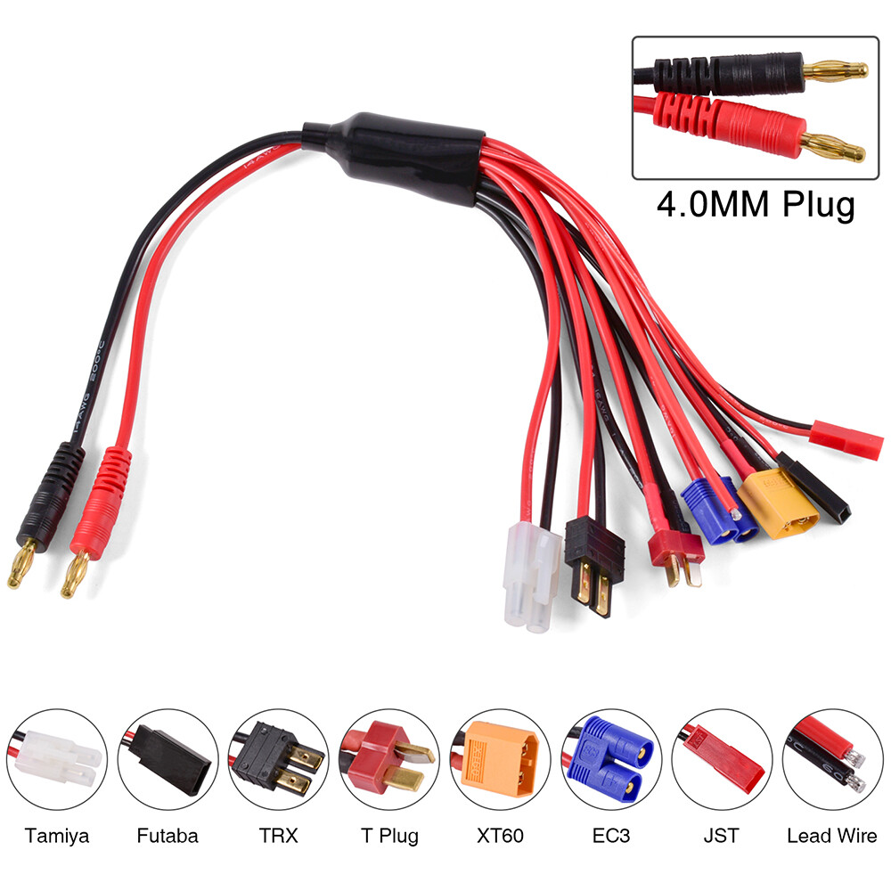 RC Lipo Battery Charger Adapter Connector Leads Splitter 8 in 1 Convert ...