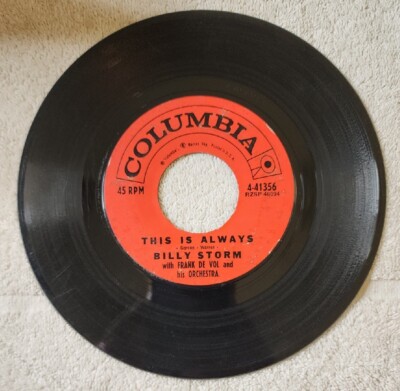 Billy Storm - This Is Always / I've Come Of Age 7” 45rpm 1959 Columbia ...