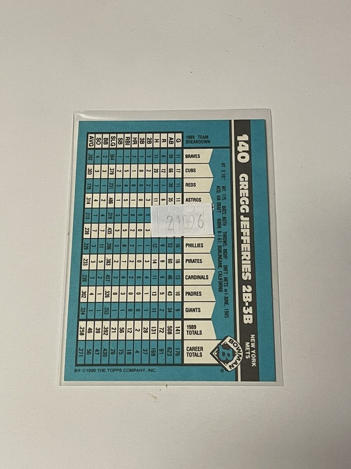 1990 Bowman Tiffany #140 Gregg Jefferies **021096 | eBay