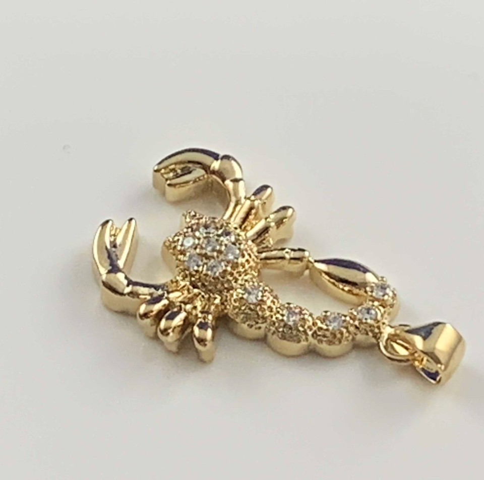 Scorpion Scorpio Zodiac Pendant with CZ's 24k Yellow GP Astrological ...