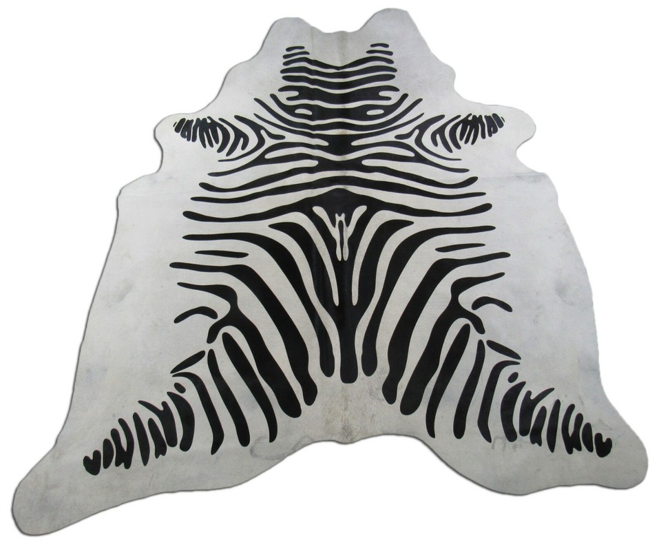 Zebra Cowhide Rug Size: 6' X 6' Brazil Black Striped Zebra Print ...