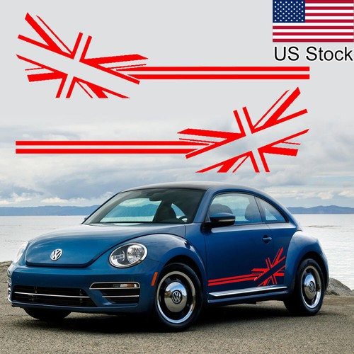 For MINI Cooper VW Beetle 2x 69" Red Britain Flag Graphic Side Skirt ...
