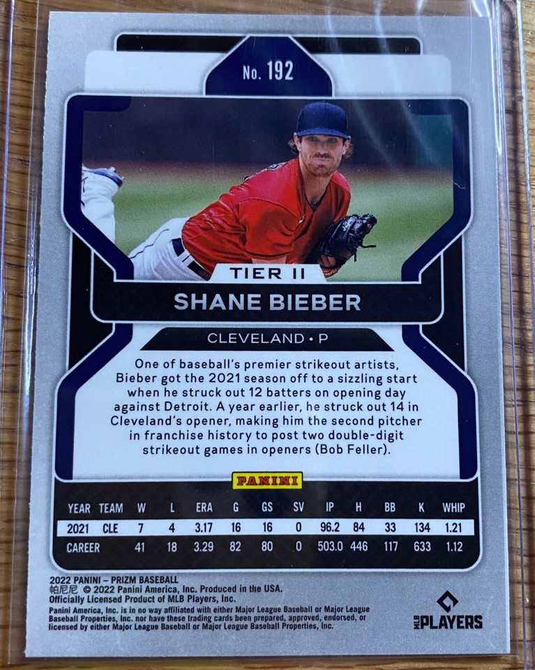 2022 Panini Prizm Baseball #192 Shane Bieber Cleveland Indians MLB ...