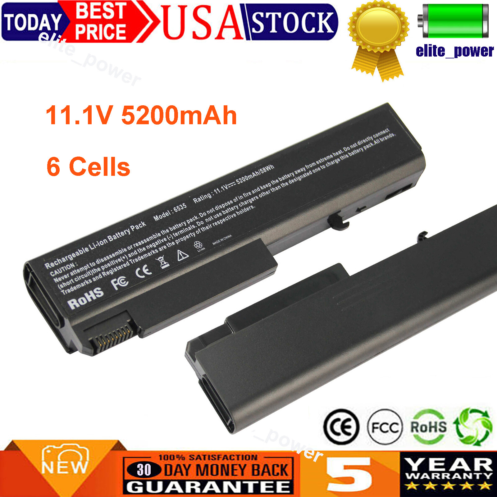 TD06 Laptop Battery for HP Compaq 6500b 6535b EliteBook 8440P 8440W ...