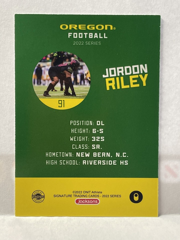 JORDAN RILEY #91 - Oregon Ducks - 2022 Player Trading Card | eBay