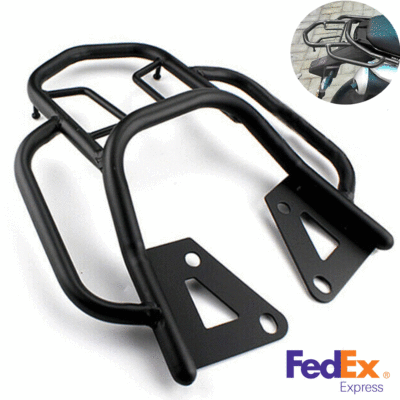 1x Black Motorcycle Armrest Shelf Rear Seat Luggage Rack Cargo Holder ...