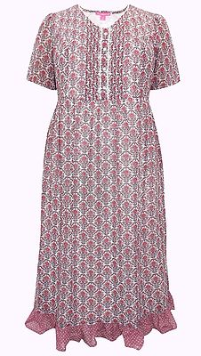 SPECIAL OFFER Woman Within RED Floral Print Pleated Dress SIZE UK 16 ...