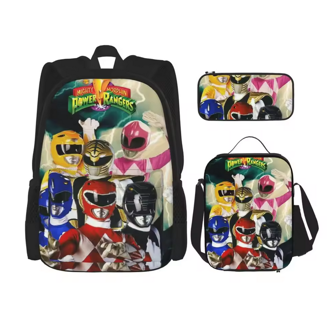 Mighty Morphin Power Ranger School Backpack Insulated Lunch Bag Pencil ...