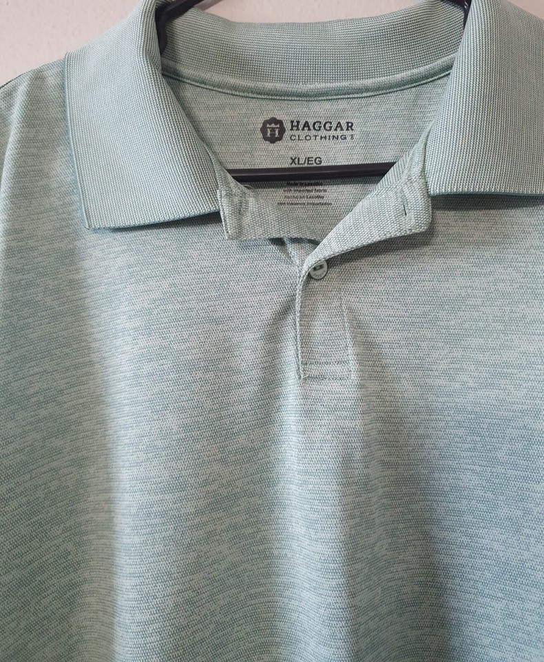 Haggar Clothing Green Collared 3 Button Short Sleeve T-shirt Mens XL | eBay