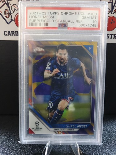 2021-22 Topps Chrome UCL Purple/Gold Starball Ref. Lionel Messi #100 ...