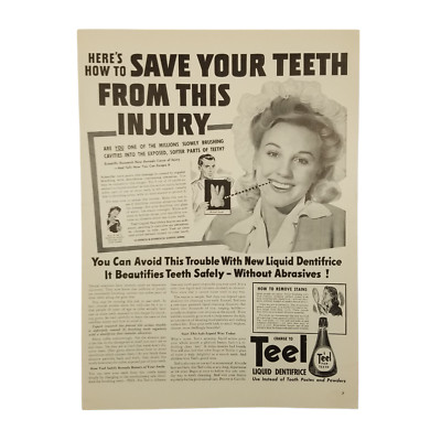 1942 Teel Liquid Dentifrice Vintage Print Ad Beautifies Teeth Safely ...