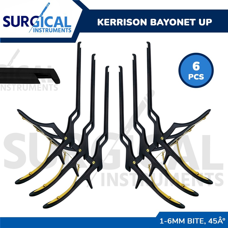 6 Kerrison Rongeurs Bayonet Angled 1,2,3,4,5,6 MM Bite 45 Degree Angled ...