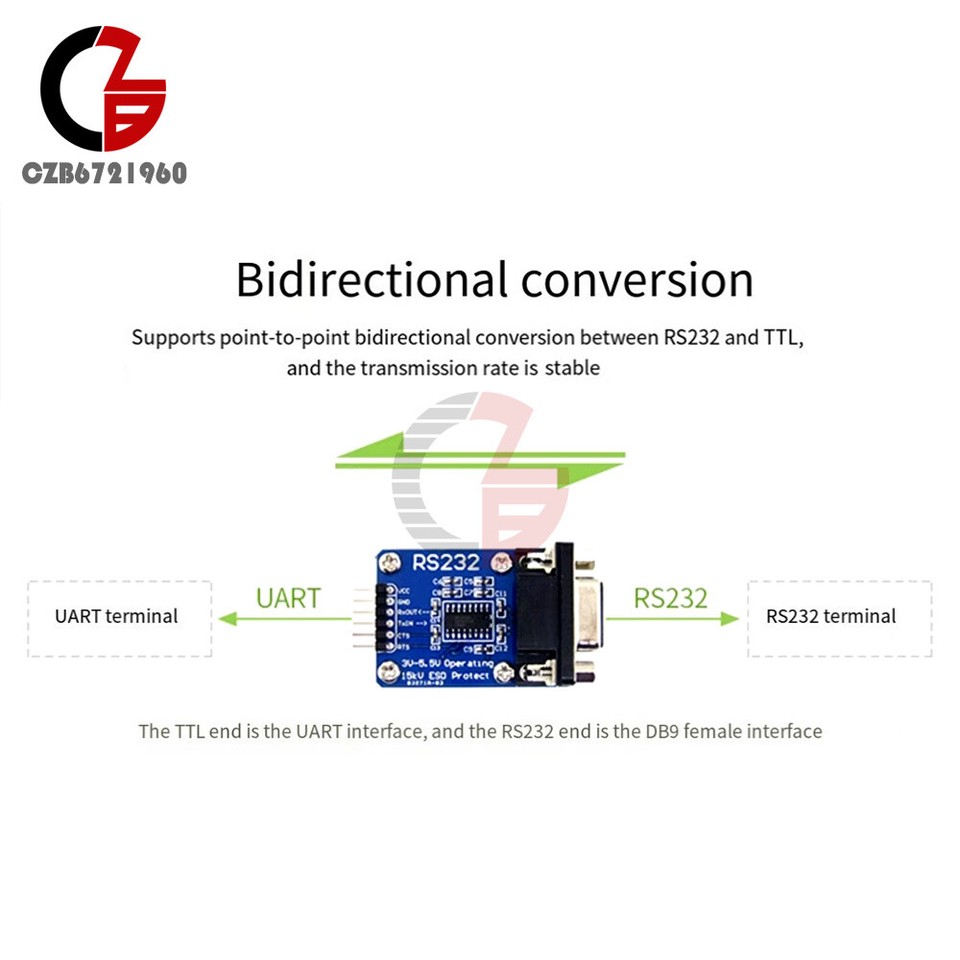 RS232 to TTL RS232 to UART Serial Port Module + ESD protection 6pin ...