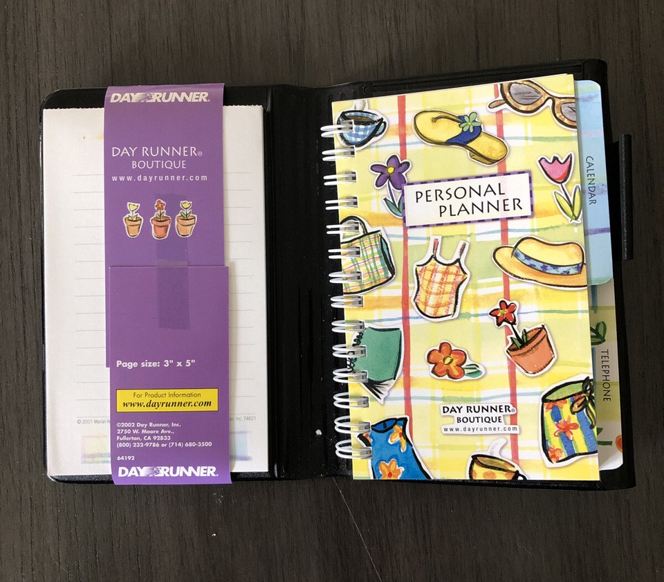 Day Runner Personal Planner Boutique 3" x 5" Black #95203 | eBay