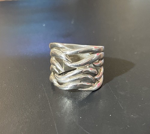 Sterling Silver Twisted Wavey Multi Layer Ring 925 | eBay UK