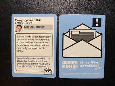 The Office Downsizing Game MICHAEL SCOTT Everyone Read Except Toby EMAIL CARD | eBay