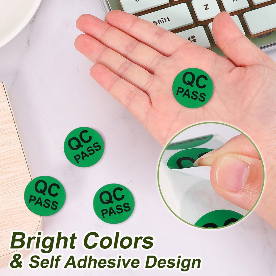 3Roll 1500Pcs QC Pass Labels, 1 Inch Inventory Quality Control Stickers ...
