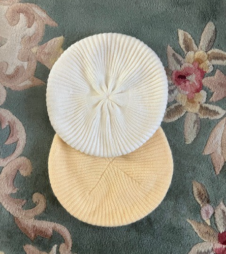 SET of TWO vintage Berets in acrylic color: cream-white color, One Size ...