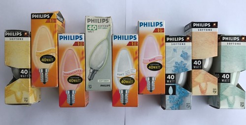 Philips Candle Lamp E14 230V 40W Soft White/Orange/Jade/Yellow/Rose ...