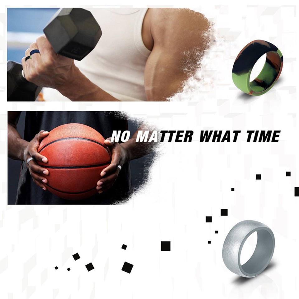 10 Pcs Silicone Wedding Ring Rubber Band Men Comfort Sport Outdoor Work ...