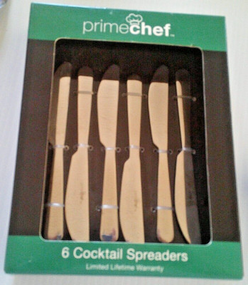 6 PC Cocktail Knife Spreaders by Prime Chef Stainless Steel New in box ...