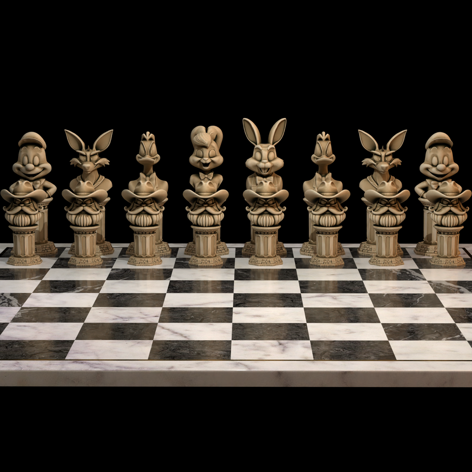 Looney Tunes Inspired Chess Set Bugs Lola Daffy Elmer Pieces Only No ...