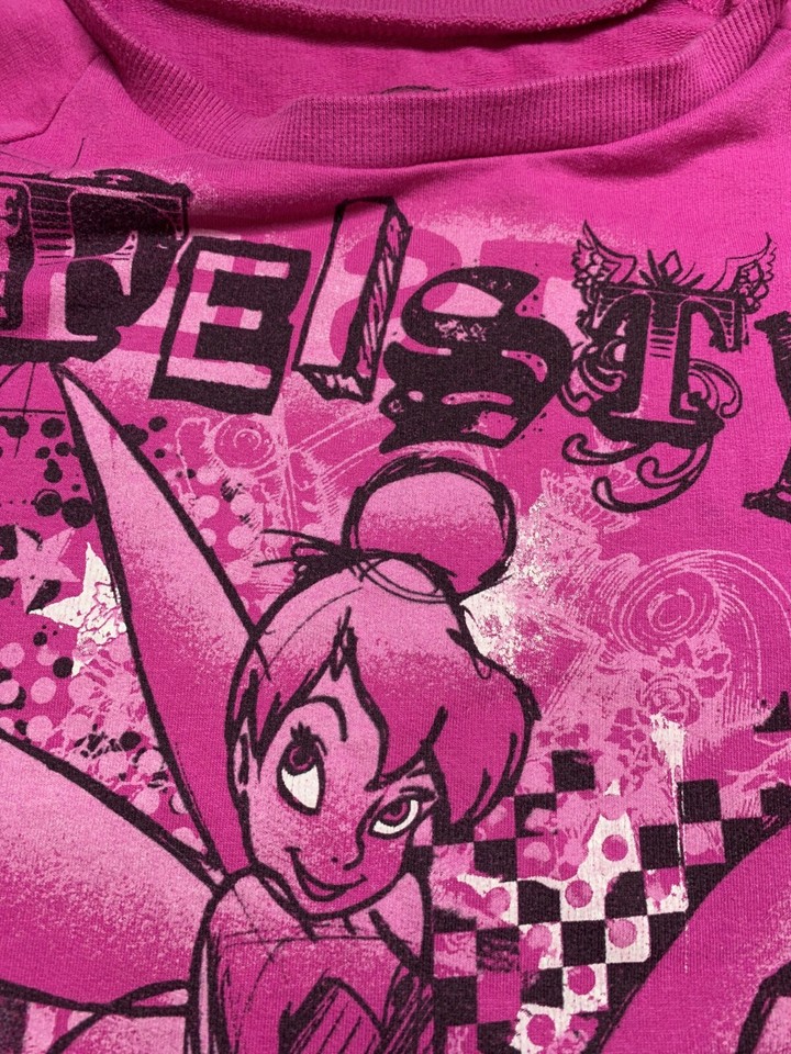 Disney Juniors Pink Tinker Bell Long Sleeve Top Front Pockets Size M (7 ...