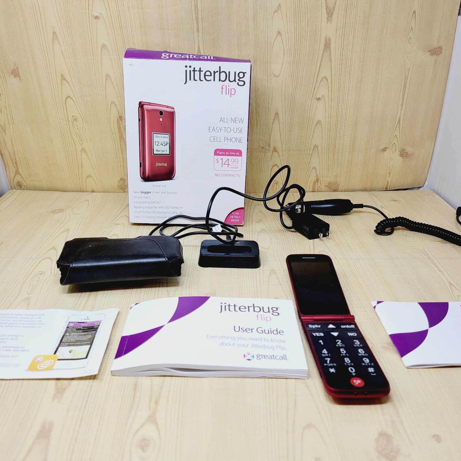 Jitterbug Flip Phone Red Cell Phone Tested Working | eBay