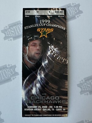 2000 Chicago Blackhawks at Dallas Stars Ticket 2/25/00 Hull Modano ...