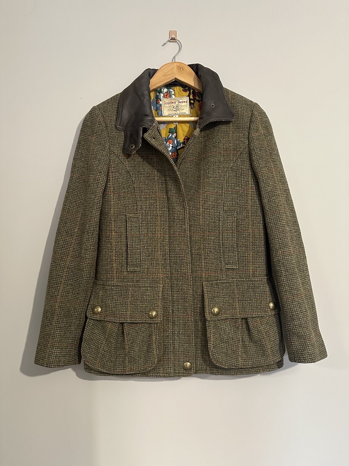 Joules Tweed 100% Wool Field Coat Mr Toad Green Check… - Gem