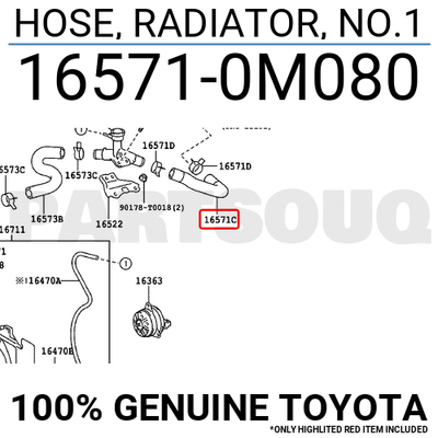 165710M080 Genuine Toyota HOSE, RADIATOR, NO.1 16571-0M080 | eBay