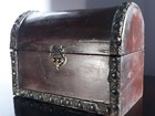 Brown Leather Styled Small Wooden Chest with Brown Felt Inside Treasure ...
