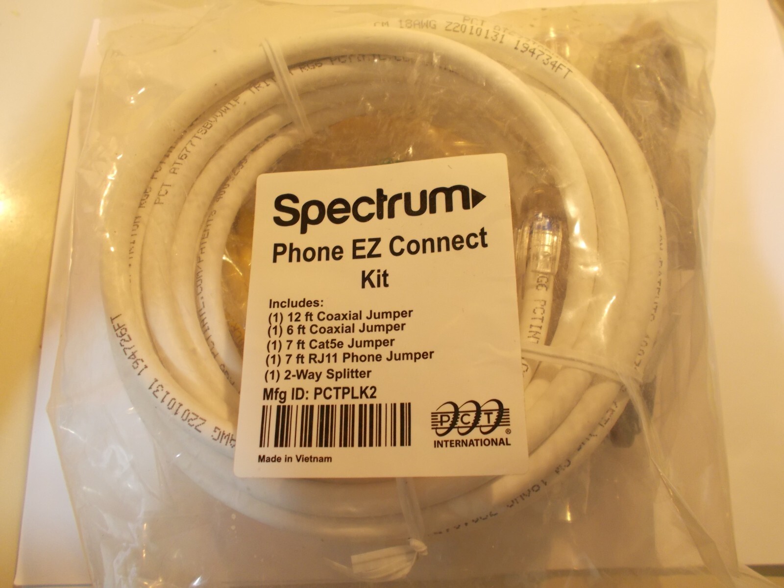 New Spectrum Phone/Modem/Internet EZ Connect Kit Jumpers/2 Way Splitter ...