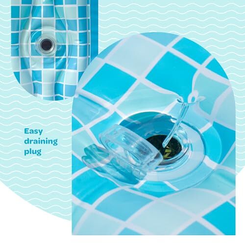 Premium 7.5x5 ft Pool with Cushioned Floor and Drain Blue Mosaic Ideal ...