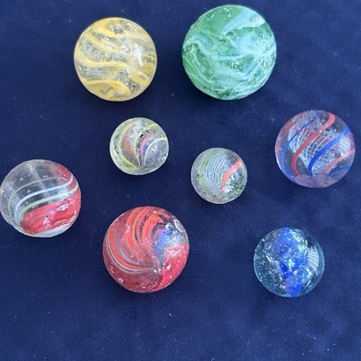 Antique German Handmade Marbles Set - Rare Vintage Divided Swirl ...