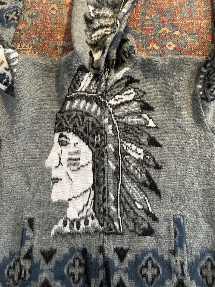 RUMIÑAHUI Ecuador Wool Zip Up “Redskin” Woven Full Zip Sweater Large | eBay
