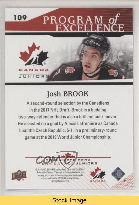 2019 Upper Deck Team Canada Juniors Program of Excellence Josh Brook ...