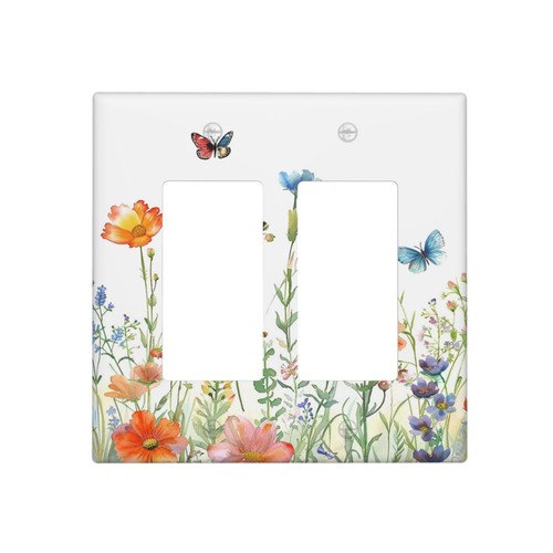 Boho Colorful Floral Butterfly Watercolor Flower Double Rocker/Decora ...