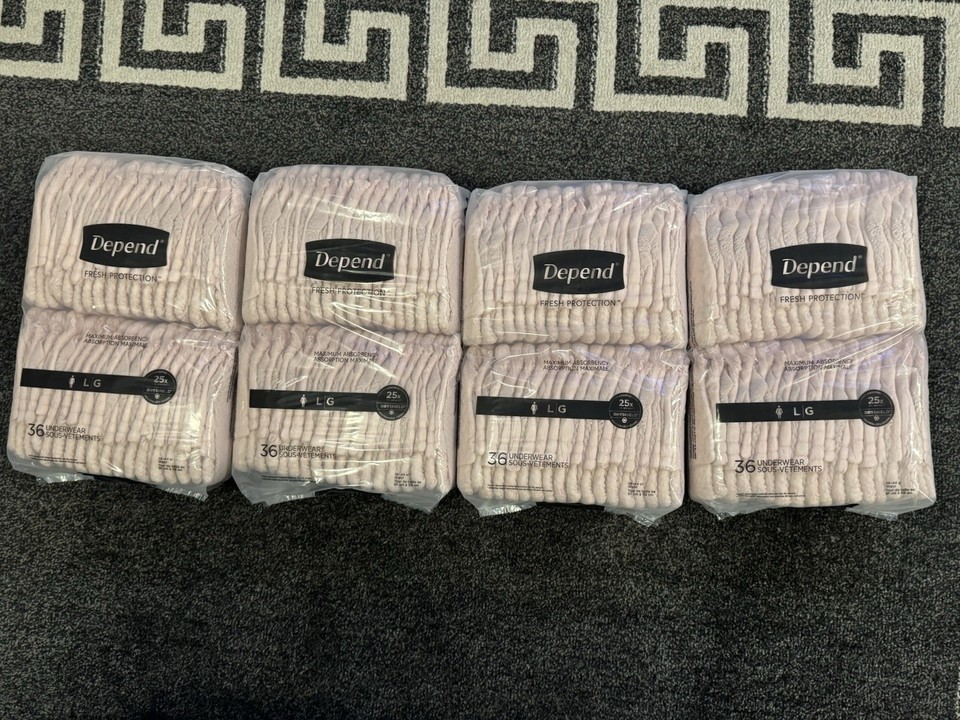 Depend Size L Incontinence Underwear for Women 4 Packs Of 36 Each ...