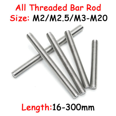 M2-M20 Threaded Bar Rod Studding Stud All Thread Rod A2 Stainless Steel ...
