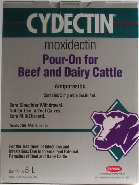 Cydectin Pour on Cattle Cows Dairy Worm Lice Mange 5 Liter Applicator ...