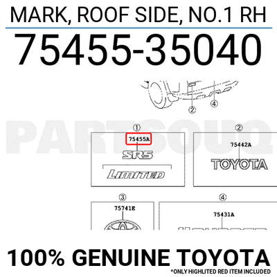 7545535040 Genuine Toyota MARK, ROOF SIDE, NO.1 RH 75455-35040 | eBay