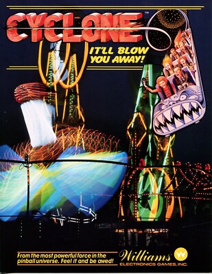 Cyclone Williams Pinball Flyer / Brochure/ Ad - Excellent Condition ...