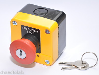 One New HQ EMERGENCY STOP Pushbutton Switch with 2 Keys IP65 | eBay