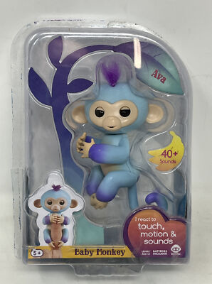 NIB WowWee Fingerlings Baby Monkey Ava Purple Blue Ombre Toys'R'Us ...