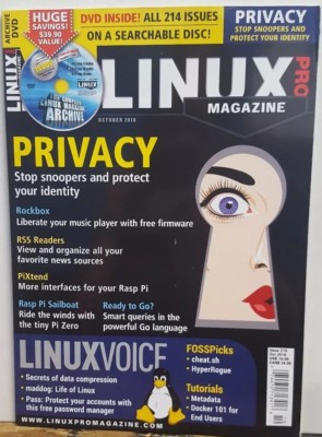 Linux Pro Magazine Oct 2018 Issue 215 Privacy Linux Voice FREE SHIPPING ...