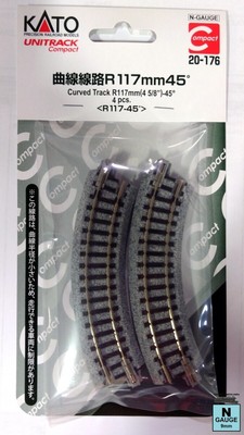 Kato 20-176 R117-45 N Unitrack Compact 117mm (4 3/5") Radius 45º Curve ...