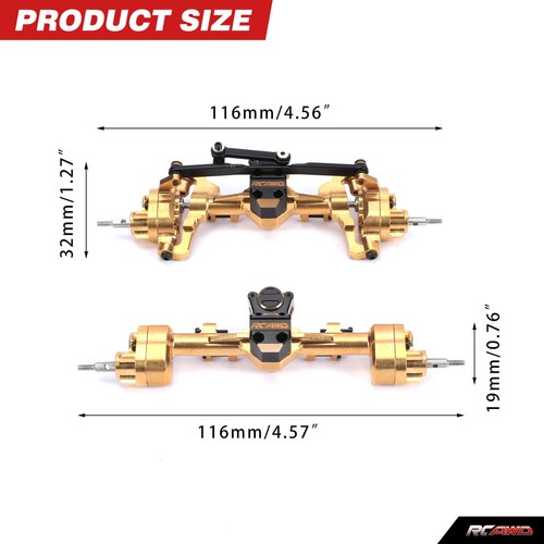 RCAWD Wide Axles & Brass SCX24 Portal Axles Full Brass for Axial SCX24 ...