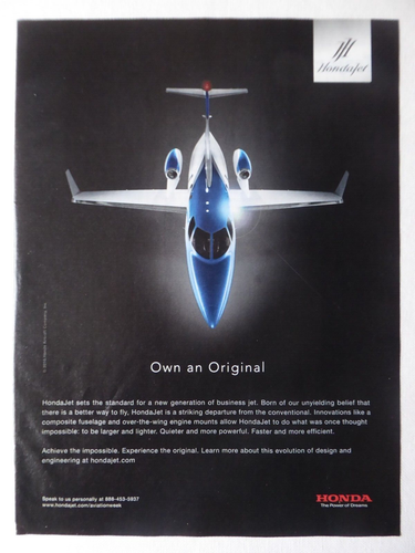1/2011 PUB HONDA HONDAJET BUSINESS JET BIZJET EXECUTIVE AIRCRAFT ...