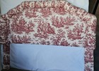 Upholstery Queen Headboard Red And Beige Toile Rustic European | eBay